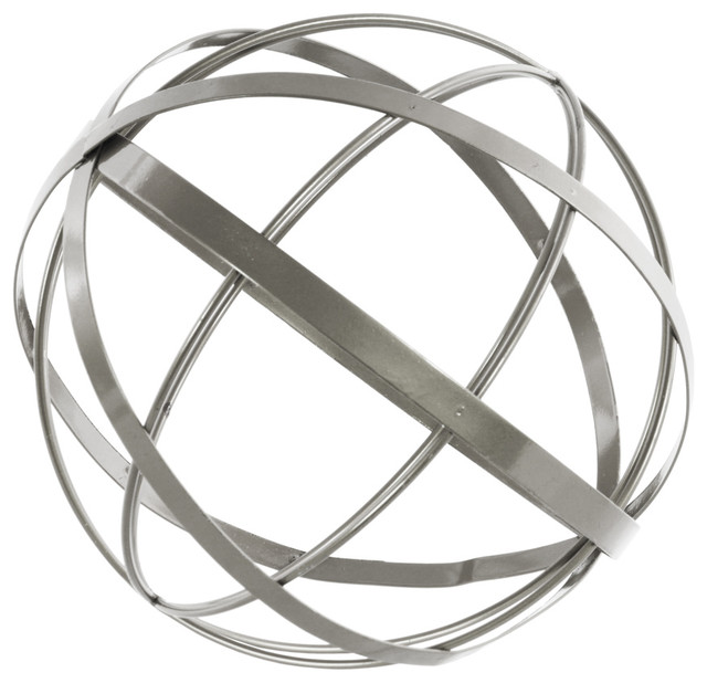 Metal Orb Dyson Sphere Sculpture, Large, Silver - Contemporary - Garden ...