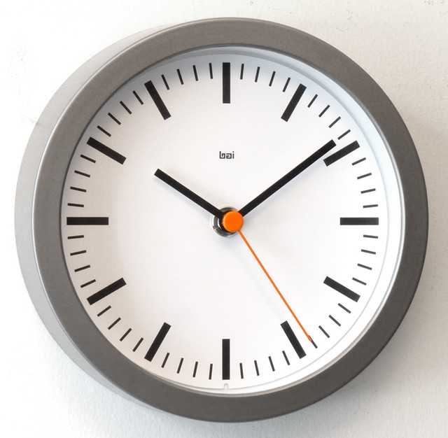 6" Studio Wall Clock Swiss Railway Black - Contemporary - Wall Clocks ...