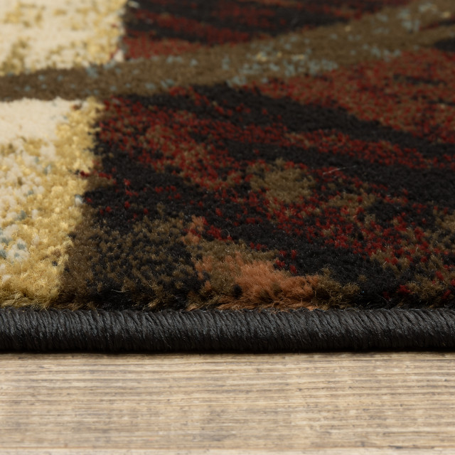 Harrison Abstract Brown and Black Rug, 7'8" Round - Contemporary - Area ...