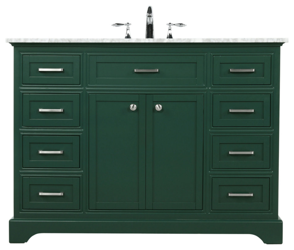 48" Single Bathroom Vanity, Green, Vf15048Gn - Contemporary - Bathroom ...