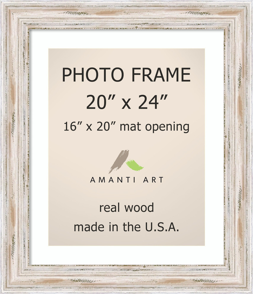 Picture / Photo Frame 20x24 Matted to 16x20, Alexandria White wash ...
