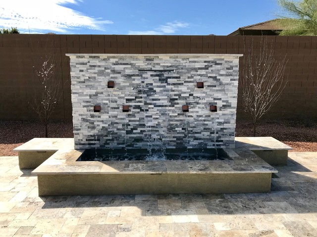 Orange County Modern Fountain Wall with Scuppers & Sheer Descent ...