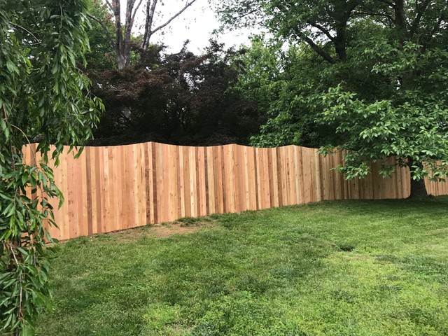 Western Red Cedar Spaced picket fence with French gothic posts and ...