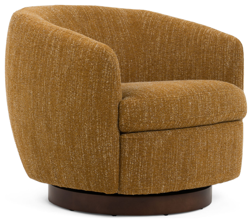 Divani Casa Wendt Modern Mustard Fabric Swivel Accent Chair ...