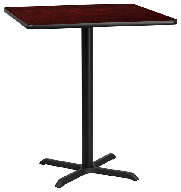 36'' Square Mahogany Laminate Table Top With Bar Height Table Base, 36 ...