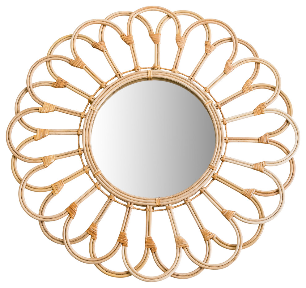 Sagebrook Home Mirror 27" Wicker Looped, Natural - Tropical - Wall ...