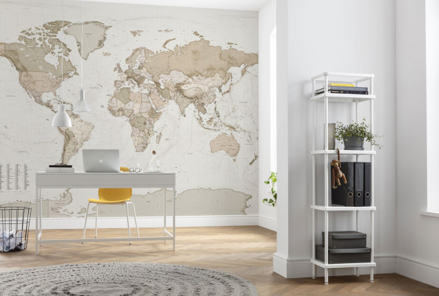 Earth Map Wall Mural - Contemporary - Wallpaper - by Brewster Home ...
