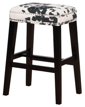 Linon Walt 24" Wood Cow Print Counter Stool in Black, 30.5 ...