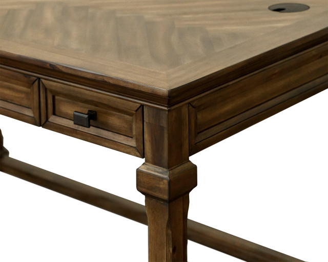 Traditional Wood Writing Desk Office Desk Storage Table Brown ...
