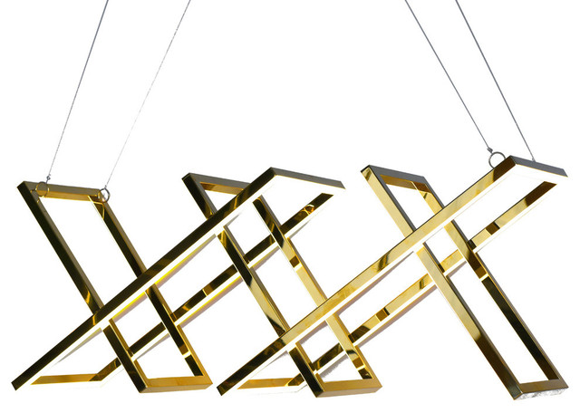 Gold Stainless Steel X Shaped LED Lighting Fixture - Contemporary ...