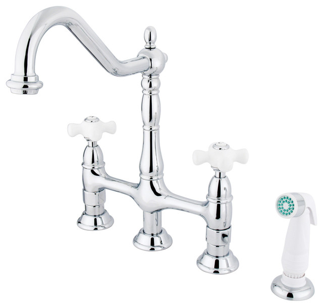 Heritage 8" Center Kitchen Faucet With Side Sprayer - Traditional ...