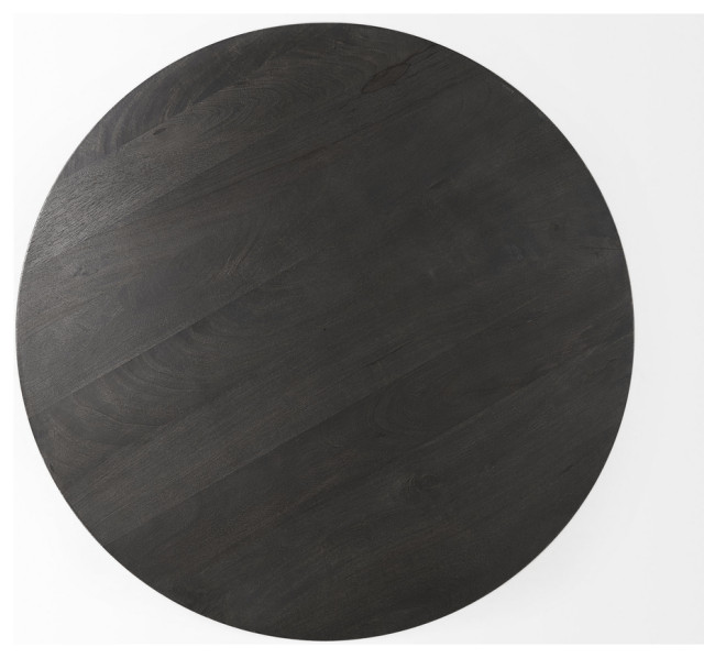 Black Wooden Pedestal Base Coffee Table - Industrial - Coffee Tables ...
