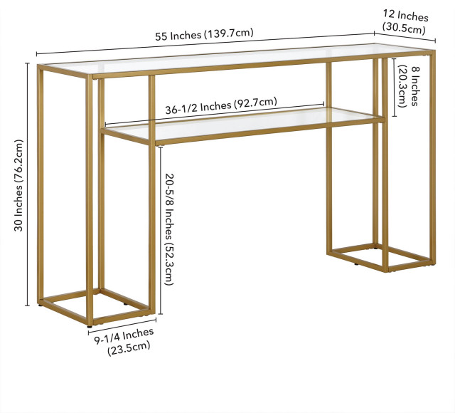 Modern Console Table, Geometric Design With Golden Finished Frame ...