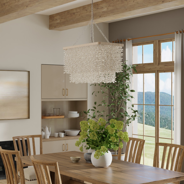 Rectangular White Clamrose Chandelier for over the Dining Table - Beach ...