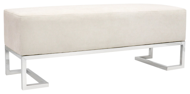 Luxe Collection Ivory Fabric Bench - Contemporary - Upholstered Benches ...