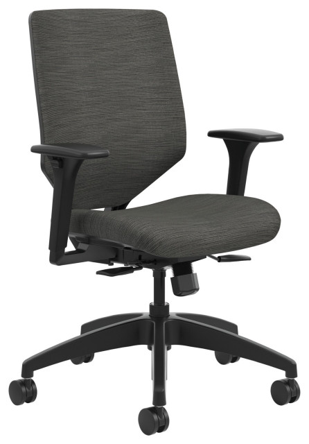 Modern Office Chair, Cushioned Waterfall Seat With Adjustable Armrests ...