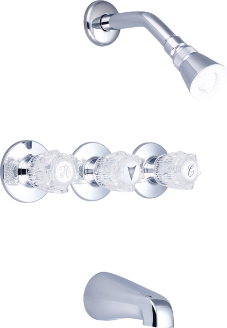 Three Handle Tub And Shower Faucet - Contemporary - Tub And Shower ...