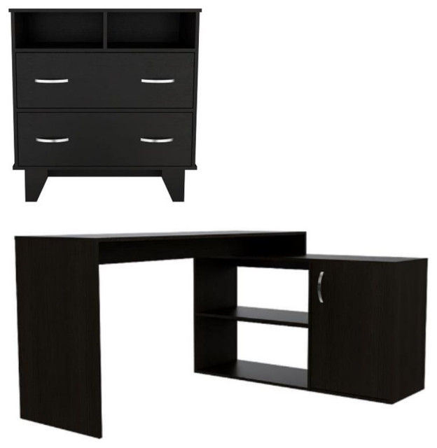 Home Square 2-Piece Set with Home Office Desk and Two Drawer Dresser ...