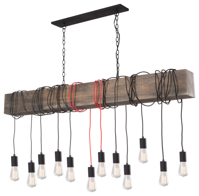 Farmhouse Island Light, Matte Black - Industrial - Pendant Lighting ...