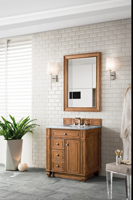 Bristol 30" Vanity, Saddle Brown, Carrara Marble Top - Traditional ...