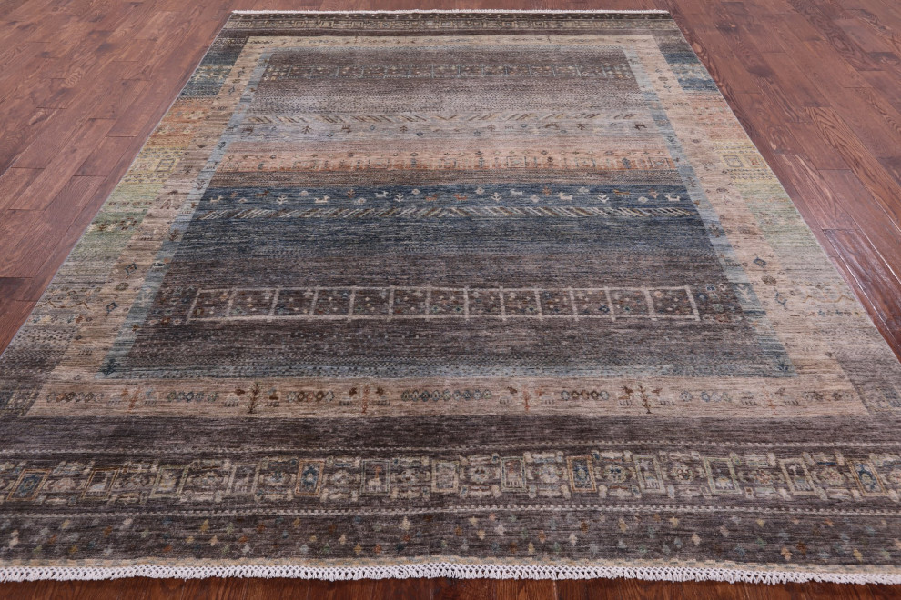 8' 0" X 10' 0" Tribal Persian Gabbeh Handmade Wool Rug Q9967, 8' 0" X ...