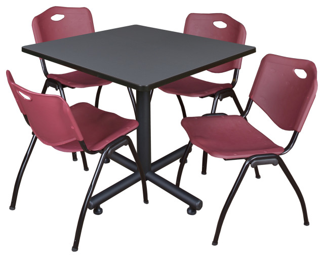 Kobe 42" Square Breakroom Table & 4 'M' Stack Chairs, 42 - Modern ...