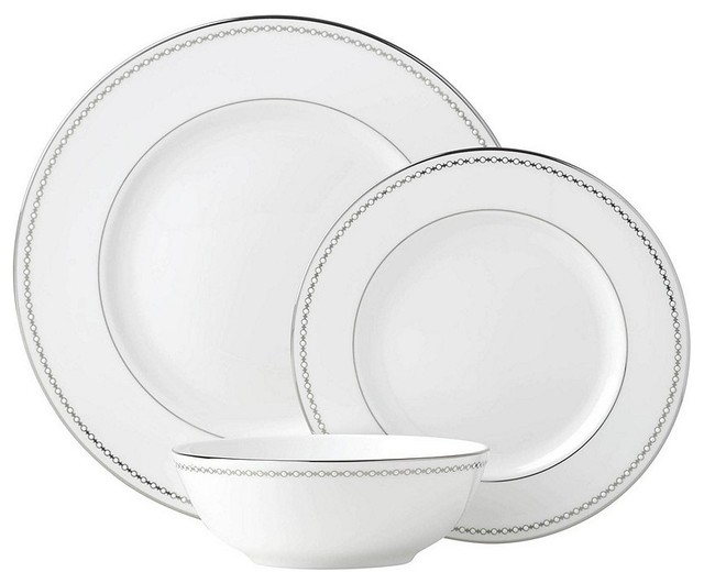 Lenox Pearl Platinum 3-Piece China Setting, Set of 8 - Transitional ...