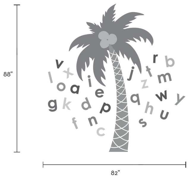 Alphabet Palm Tree Wall Decals, 28-Piece Set - Transitional - Kids Wall ...