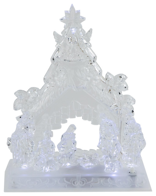 12" LED Lighted Nativity Scene, Stable Acrylic Christmas Decoration ...