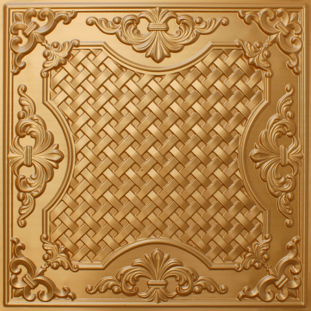 Gold 3D Ceiling Panels, 2'x2' - Rustic - Ceiling Tile - by Dundee Deco ...