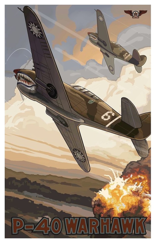by Artist Paul A. Lanquist EASM Warhawk Art Print, 24"x36 ...
