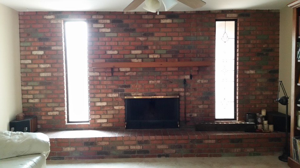 Need ideas for 1970's brick fireplace remodel