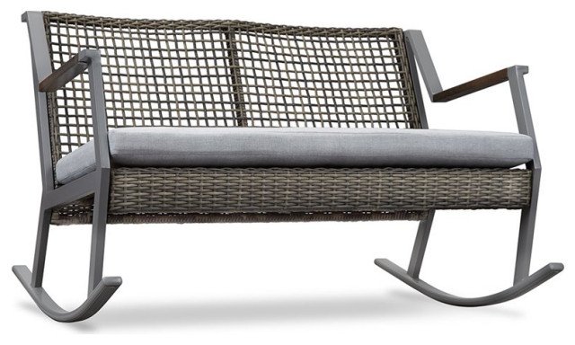 Real Flame Calvin Aluminum Patio Rocker Bench in Gray - Tropical ...