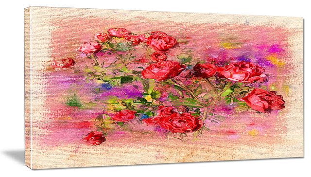 Roses Pastel Chalk Illustration, Floral Art Canvas Print, 32"x16 ...