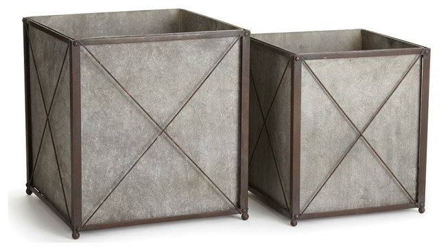 Cedar Ridge Cachepots, Set of 2, 20x20x20.5;16x16x18 - Transitional ...