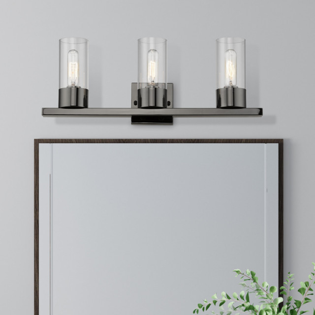 Carson 3 Light Black Chrome Vanity Sconce - Transitional - Bathroom ...