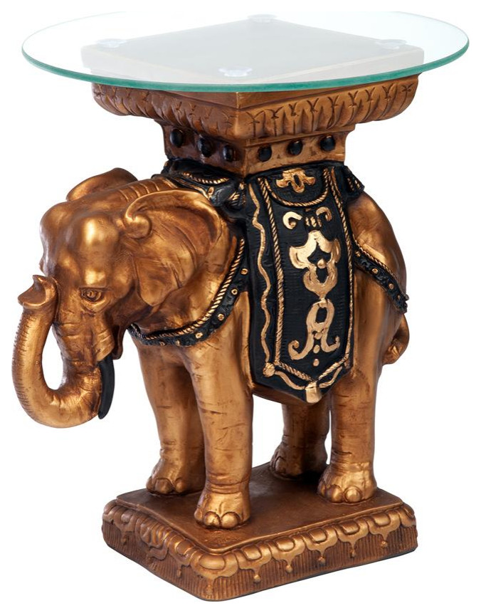 Design Toscano Maharajah Golden Elephant Table - Mediterranean - Side ...