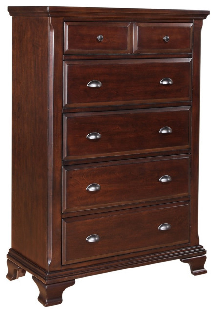 Picket House Furnishings Brinley 5 Drawer Chest in Cherry - Traditional ...