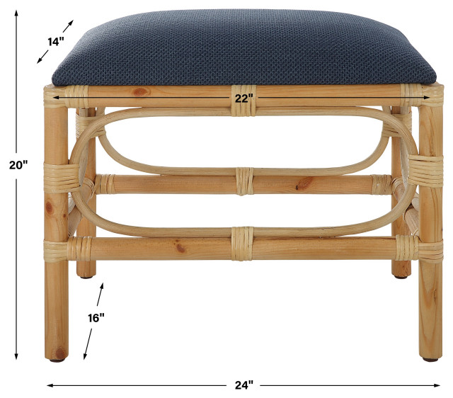 Laguna Small Navy Bench - Tropical - Upholstered Benches - by Ownax | Houzz
