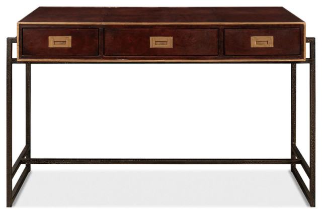 Modern Industrial Leather Desk - Industrial - Desks And Hutches - by ...