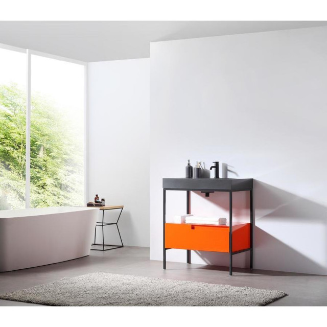 Texel 30" Red Amber/dark Gray Industrial Style Freestanding Bathroom ...