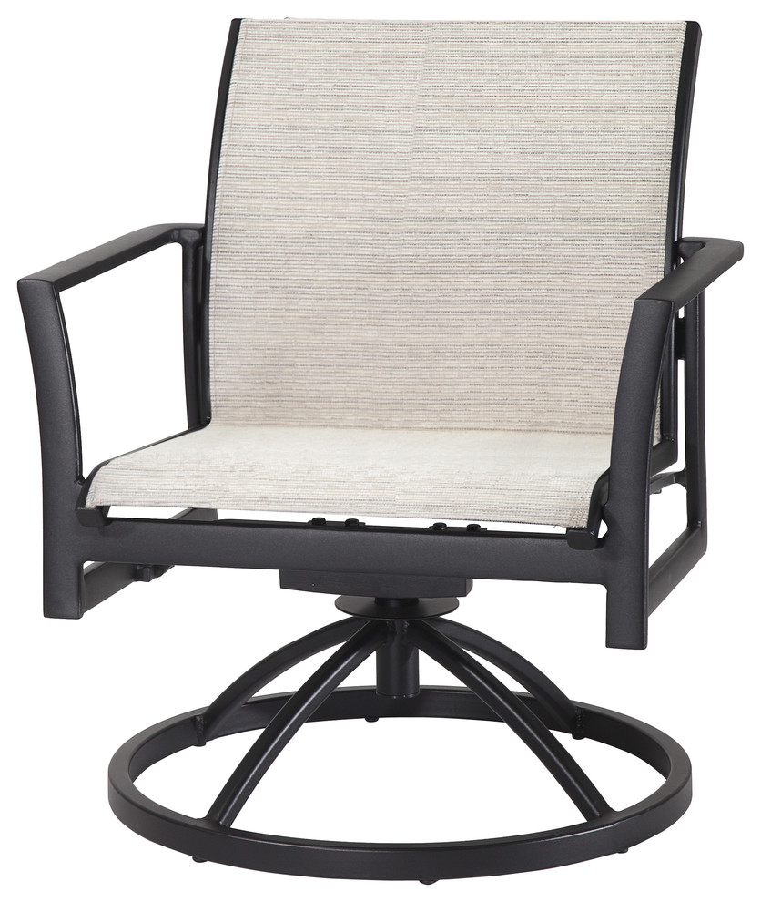 Echelon Sling Swivel Rocking Lounge Chairs, Set of 2, Carbon, System ...