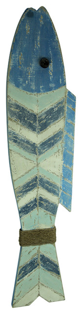 Weathered Rustic Coastal Wooden Fish Wall Hanging, Oversized - Beach ...