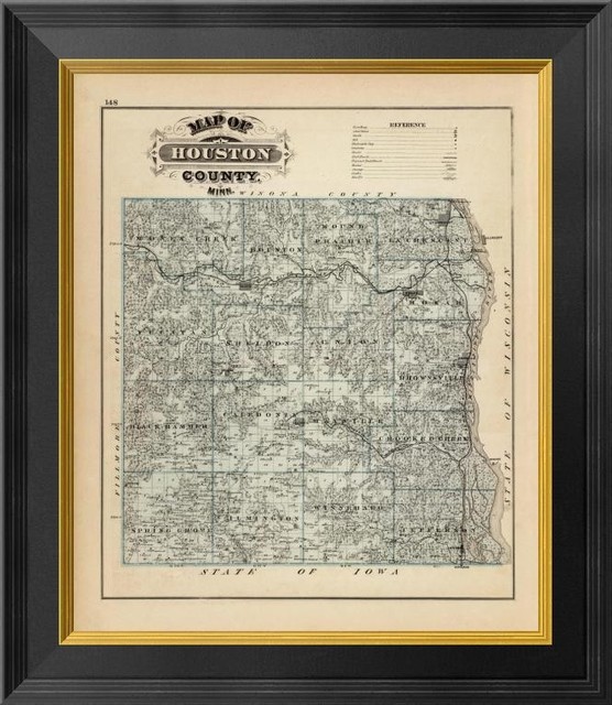 "Map of Houston County, Minnesota, 1874" by A.T. Andreas, 18x20", 17"x1 ...