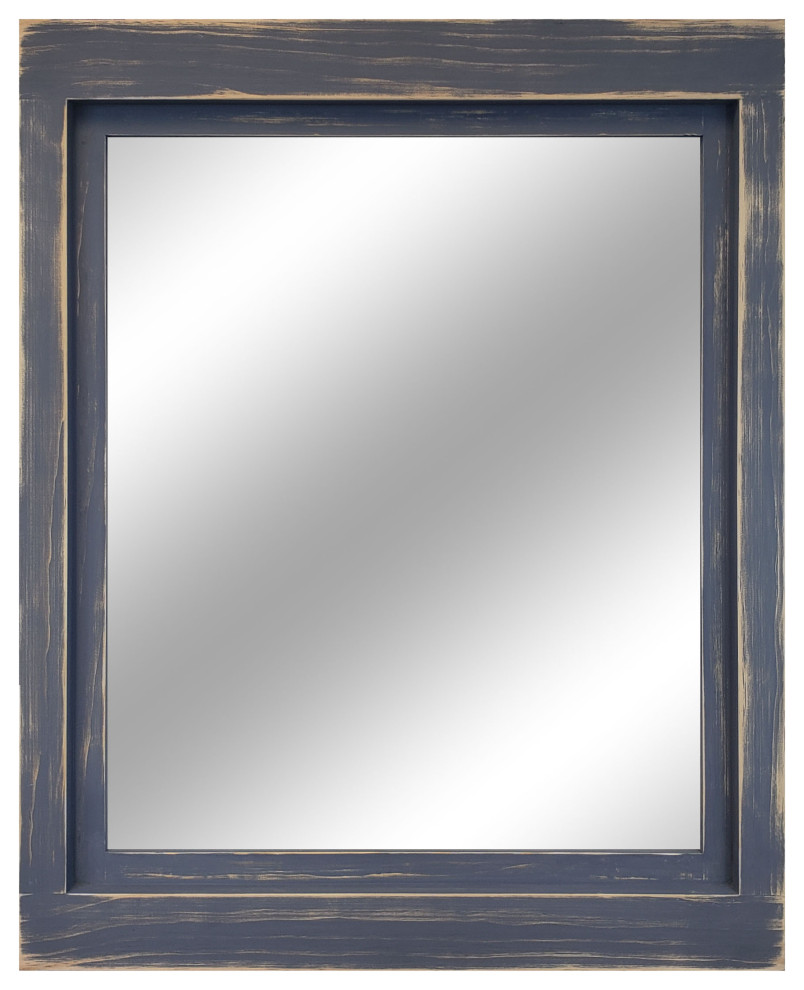 Farmhouse Framed Wall Mirror Slate Gray, 24" X 30" Sawtooth Hangers ...