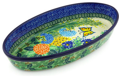 Polish Pottery 12" Stoneware Platter Hand-Decorated Design ...