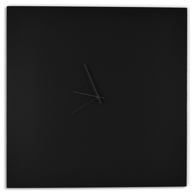 Blackout Square Clock Large, Minimalist Modern Black Metal Clocks ...