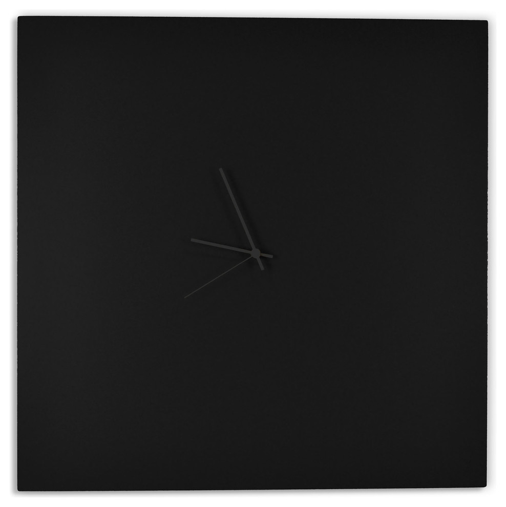 Blackout Square Clock Large, Minimalist Modern Black Metal Clocks ...