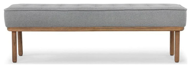 Isabelle Light Grey Bench - Midcentury - Upholstered Benches - by ...