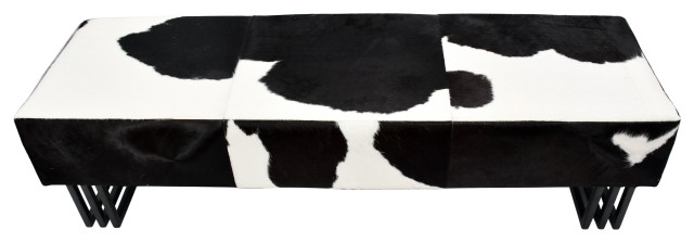 Brooks Black/White Hide Bench - Contemporary - Upholstered Benches - by ...
